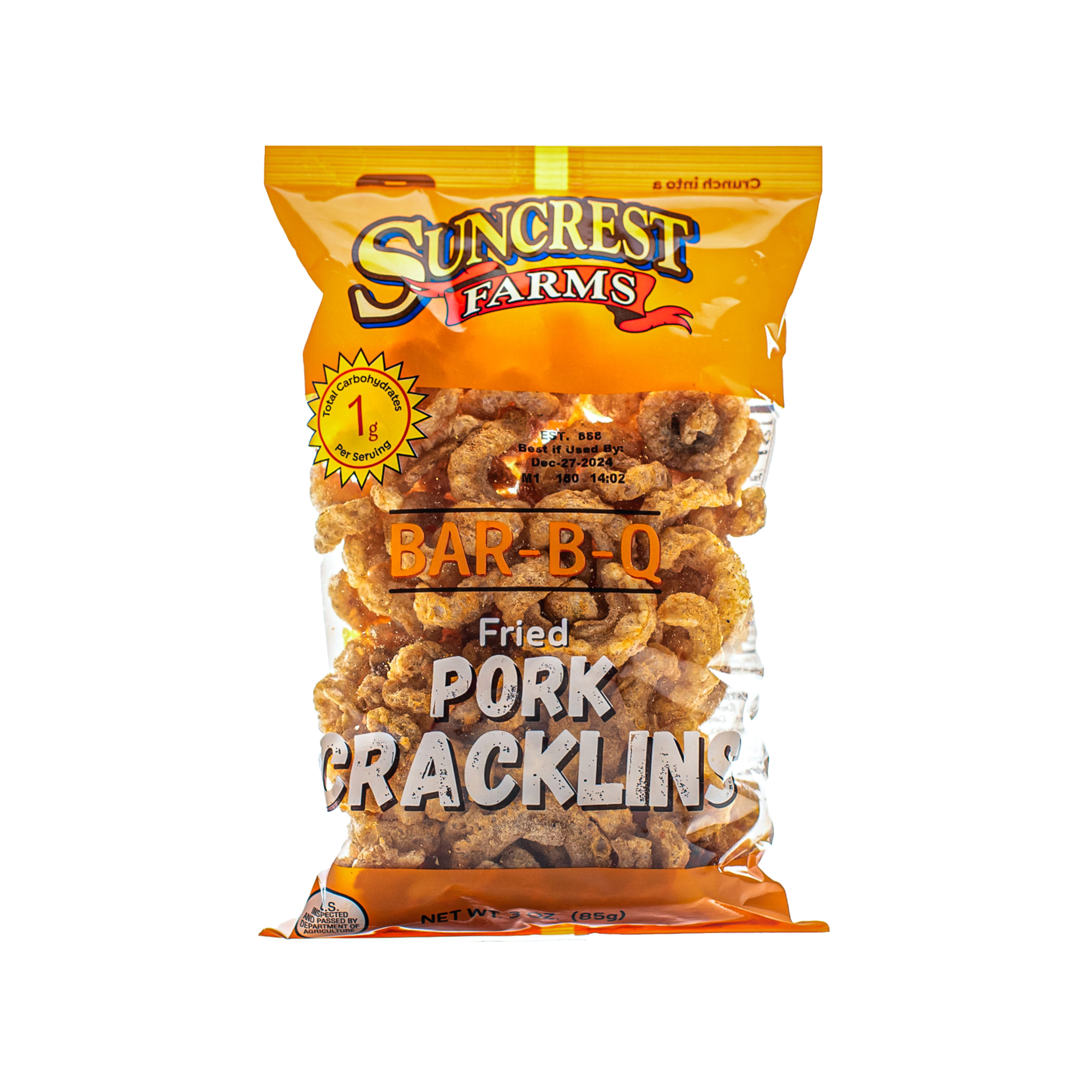 CRACKLINS PORK BAR B Q FLAVOR 8 BAGS Suncrest Farms CRACKLINS PORK BAR B Q FLAVOR 8 BAGS Suncrest Farms